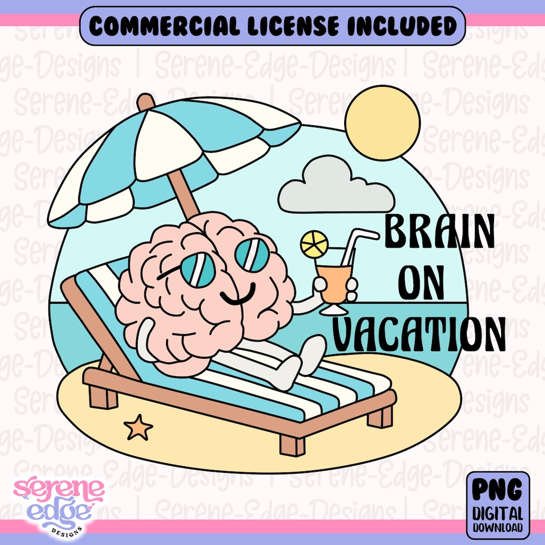 Mental Health PNG, Brain on Vacation Reading Books Mascot Art ...