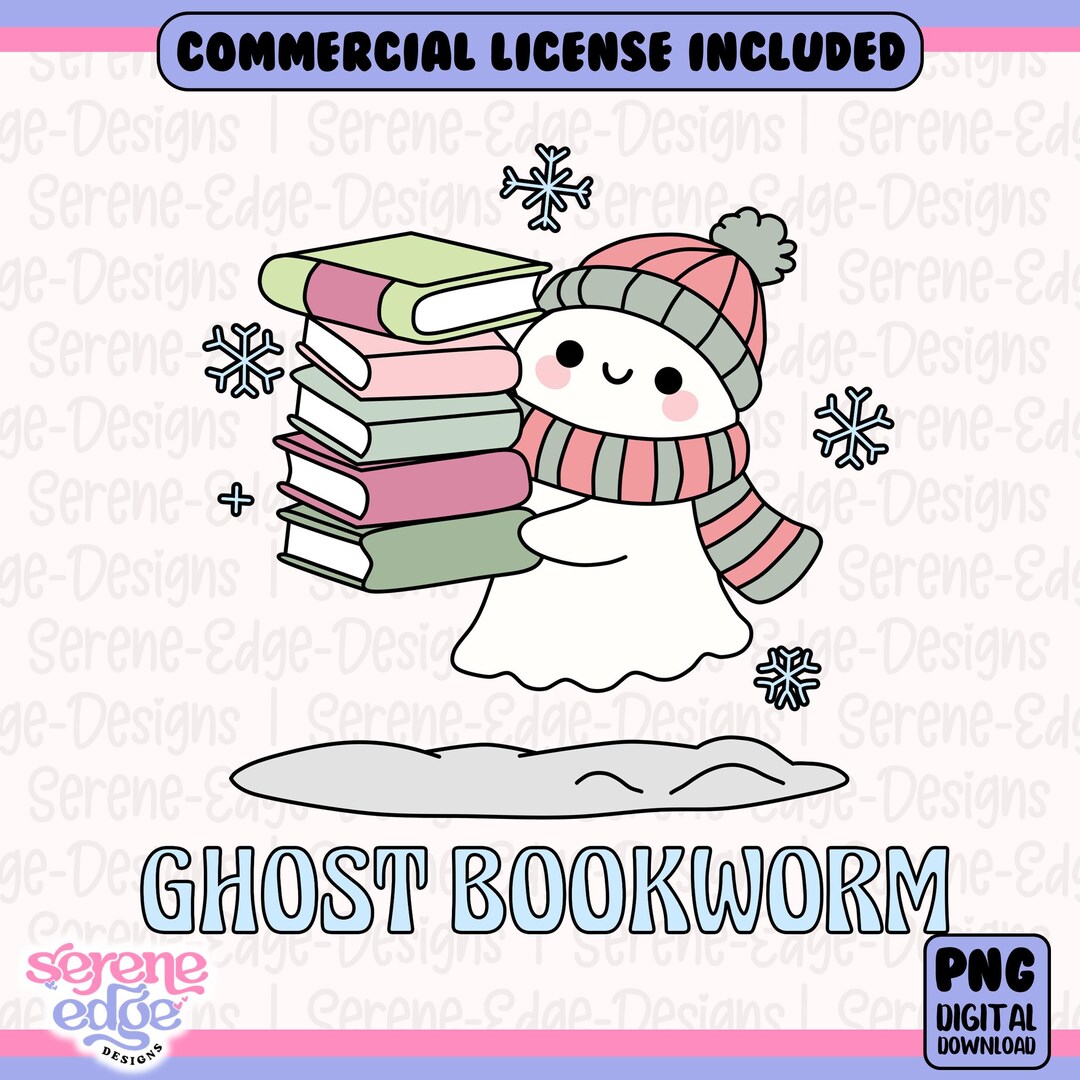 Ghost Bookworm Christmas Book PNG | Spooky Bougie Boojee Xmas Reading ...