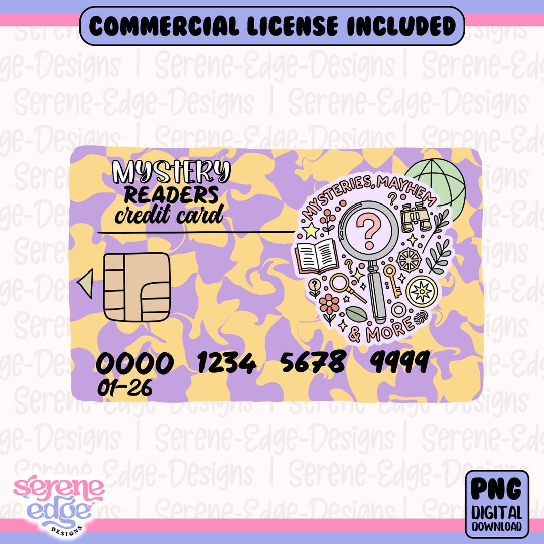 Mystery Readers Credit Card PNG | Thriller Suspense Reading Books Lover ...