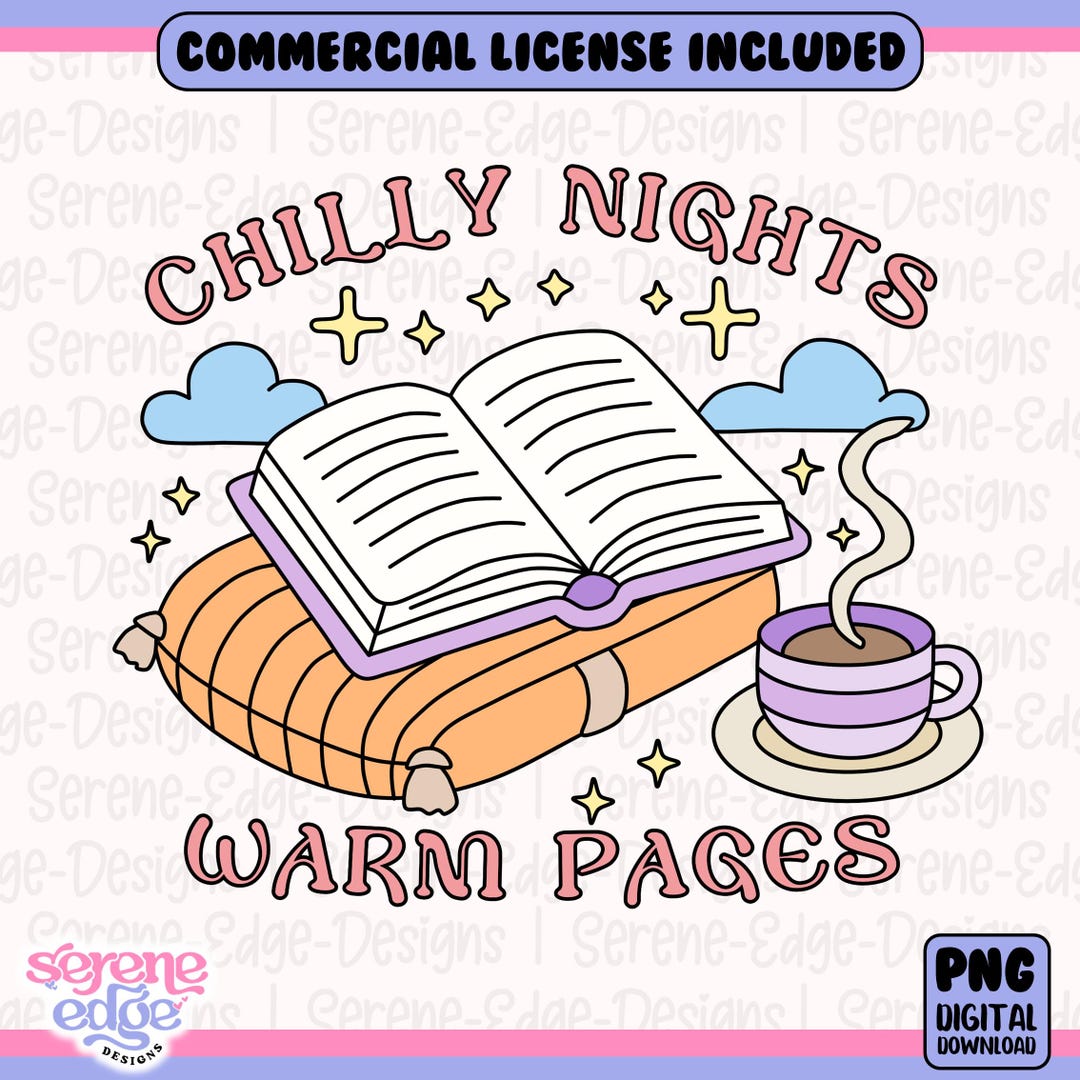 Chilly Nights Warm Pages Coffee PNG | Fall Reading Books Lover, Autumn ...