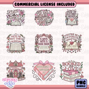 10 Valentines Book PNG Bundle 1 | Romantasy Bookish Girlie Pink ...
