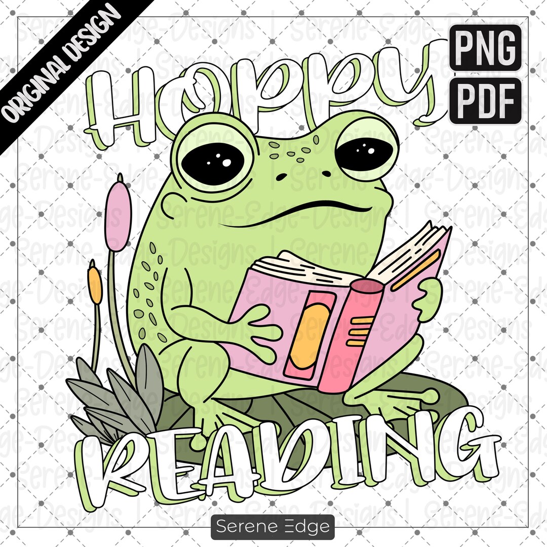 Book PNG, Hoppy Reading | Frog Books Lover, Bookish Self Love Mental ...