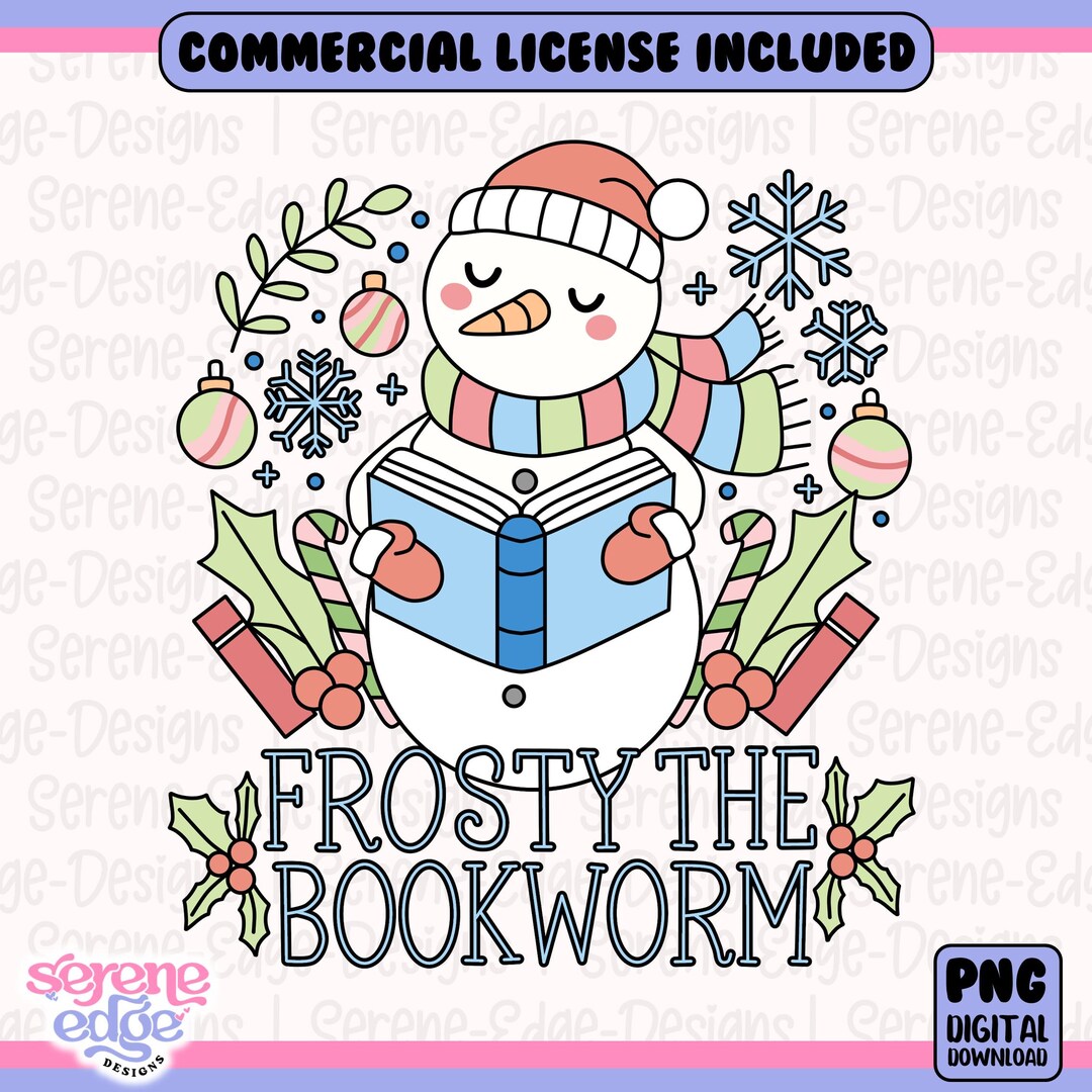 Frosty the Bookworm Christmas Book PNG | Spooky Snowman Boojee Xmas ...