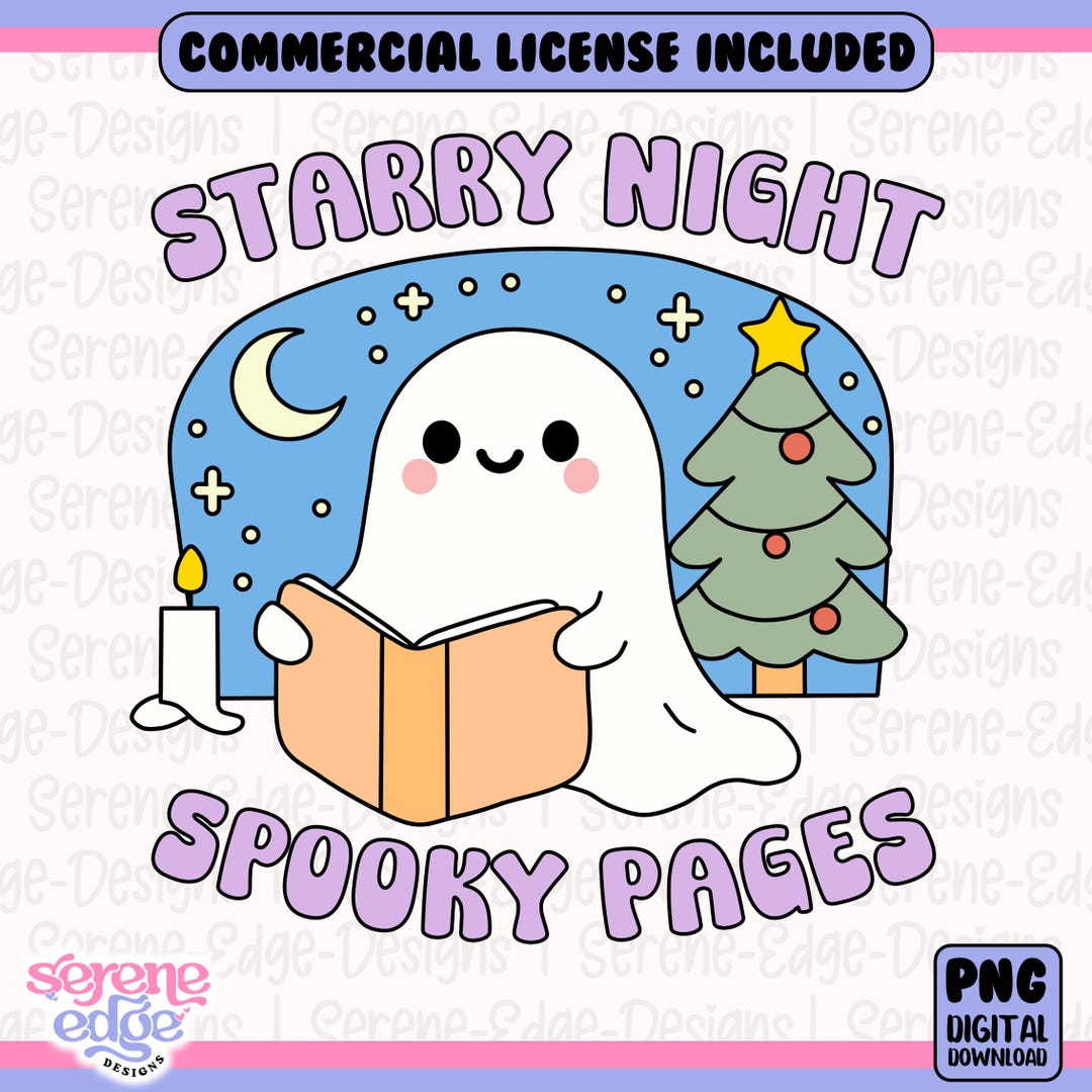 Starry Night Spooky Pages Christmas Book PNG | Spooky Ghost Boojee Xmas ...
