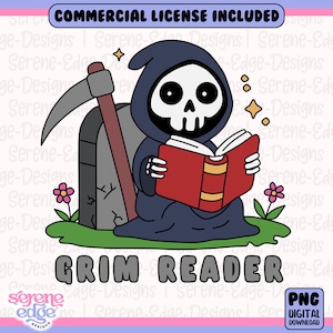 Book PNG, Grim Reader | Skull Ghost Reading Spooky Halloween Bookish ...