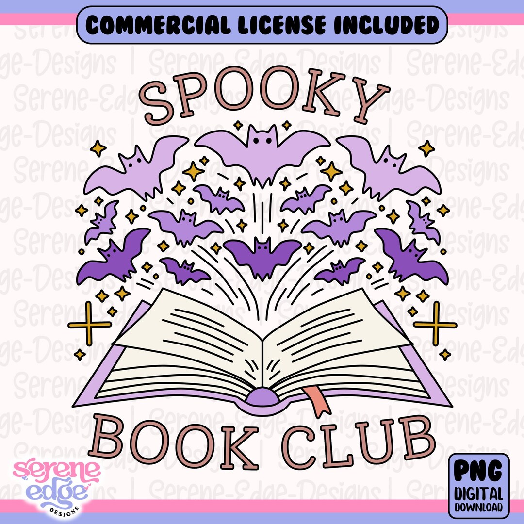 Book PNG, Spooky Book Club | Ghost Halloween Bats Reading Bookish Lover ...