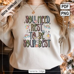 Mental Health PNG, You Need Rest to Be Best Inspirational Motivational ...