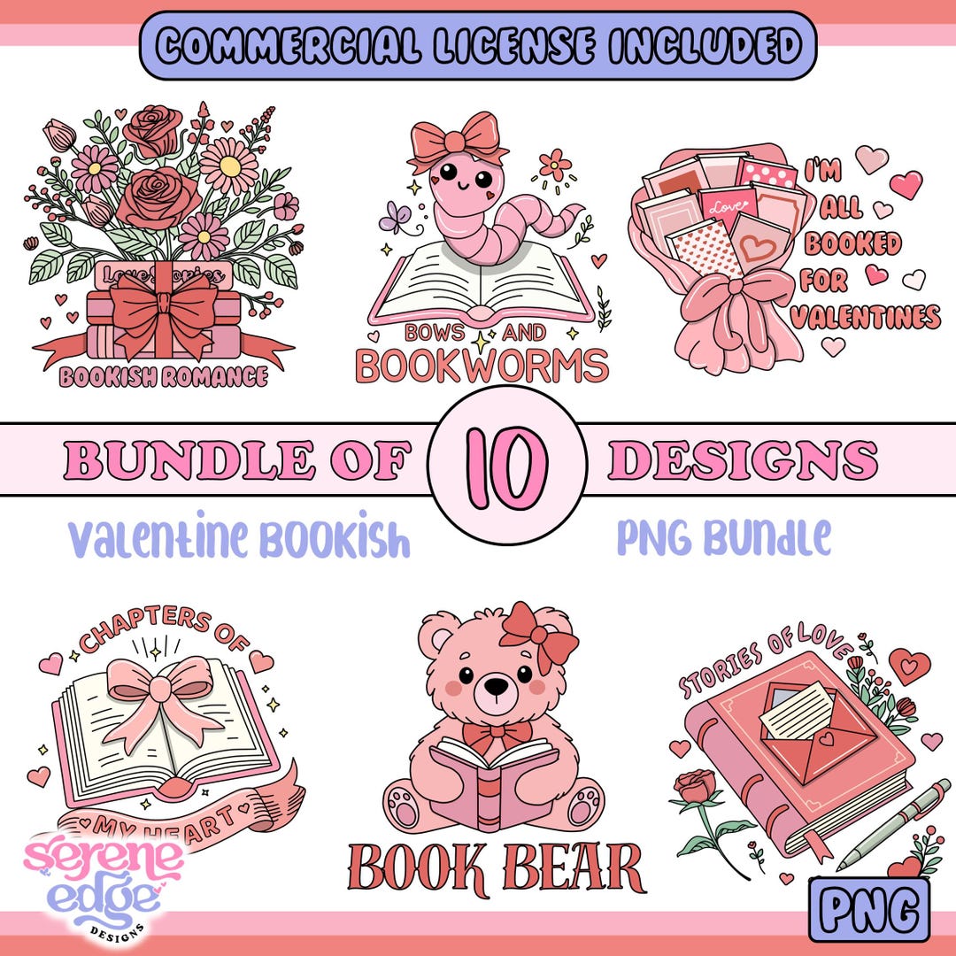 10 Valentine Book PNG Bundle | Romantasy Bookish Girlie Pink Coquette ...
