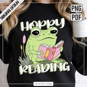 Book PNG, Hoppy Reading | Frog Books Lover, Bookish Self Love Mental ...