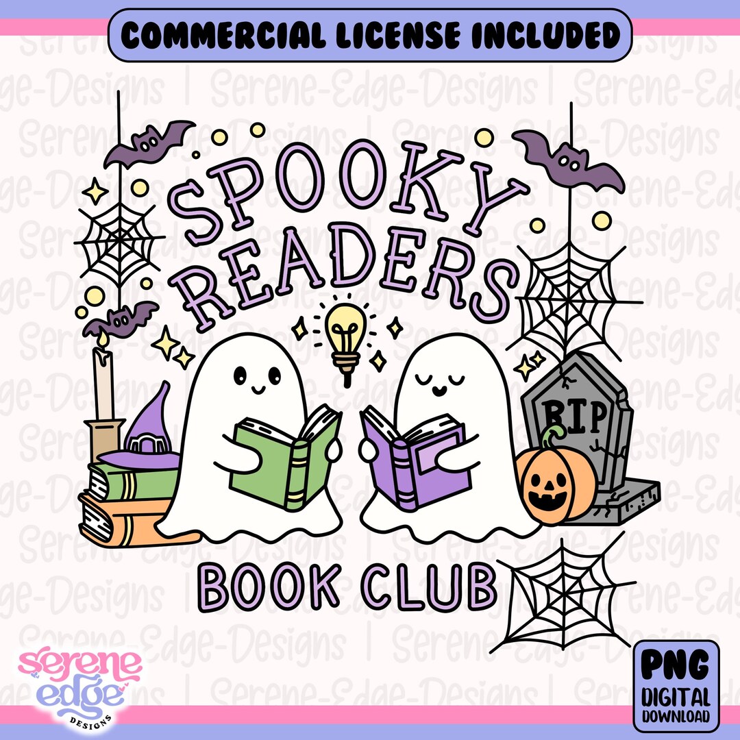 Book PNG, Spooky Readers Book Club | Graveyard Ghost Halloween Reader ...