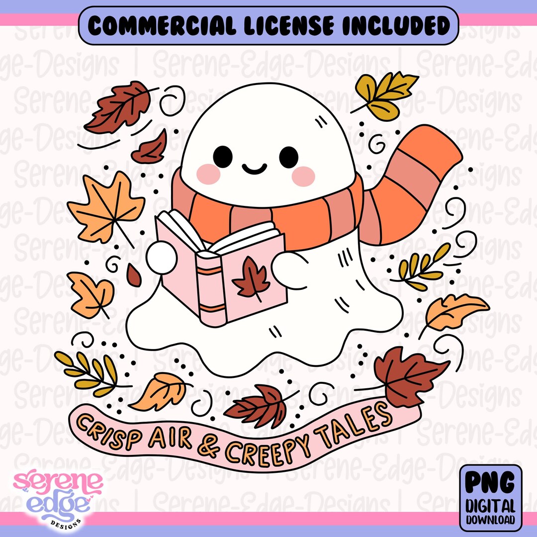 Crisp Air and Creepy Tales Autumn Book PNG | Spooky Rust Ghost Boojee ...