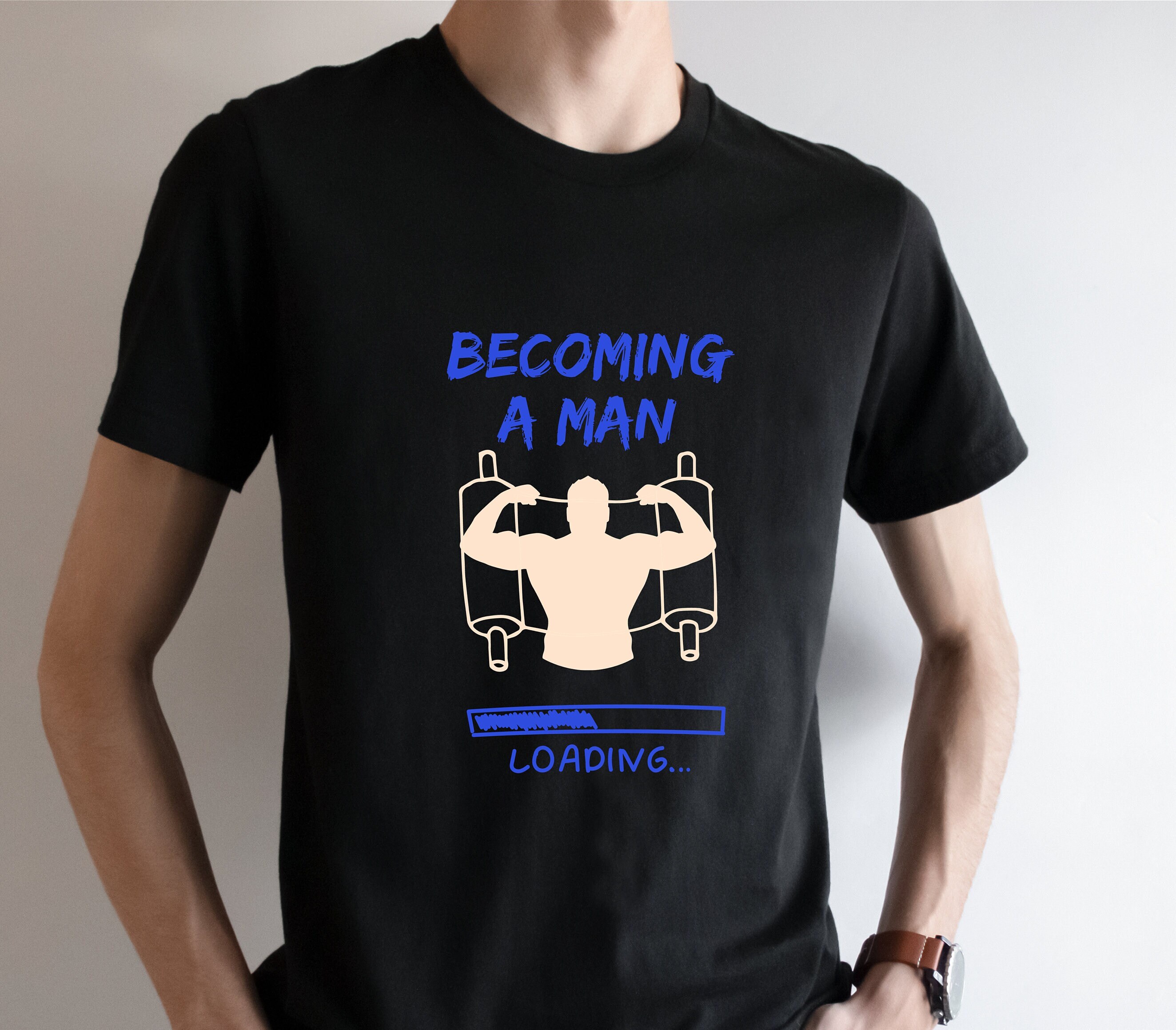 Becoming a Man...loading Bar Mitzvah Humor Shirt Bar Mitzvah Boy Shirt ...