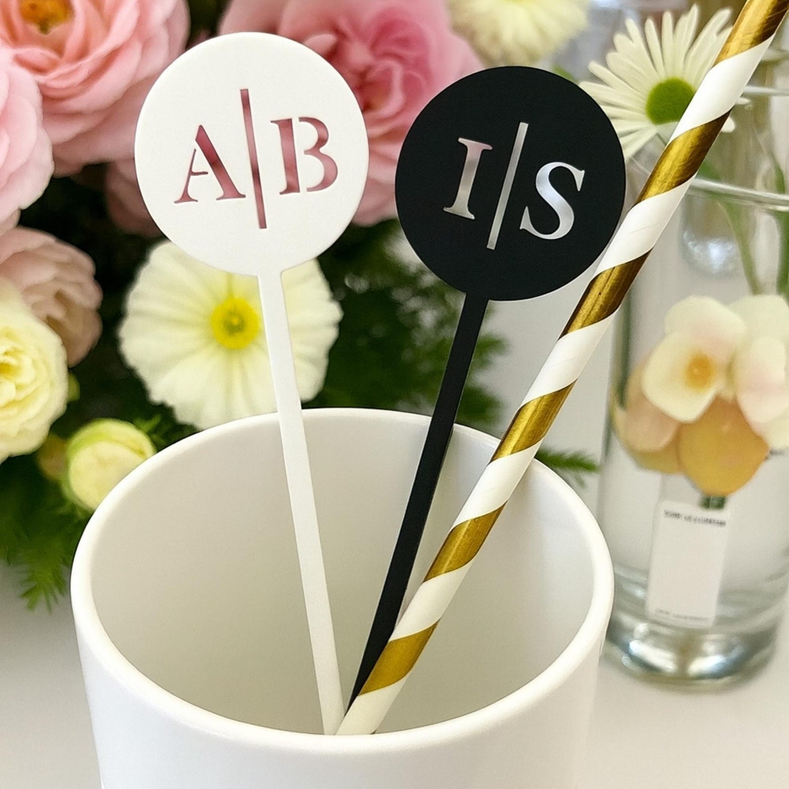 Custom Initials Drink Stirrers, Personalized Cocktail Stir Sticks for ...