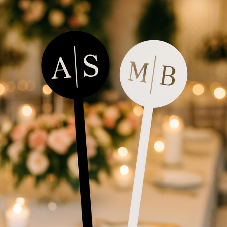 Custom Initials Drink Stirrers, Personalized Cocktail Stir Sticks for ...