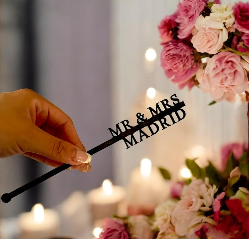 Personalized Wedding Drink Stirrers, Custom Name Stirrers, Glass Décor ...