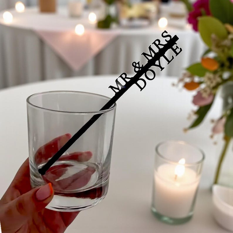Personalized Wedding Drink Stirrers, Custom Name Stirrers, Glass Décor ...