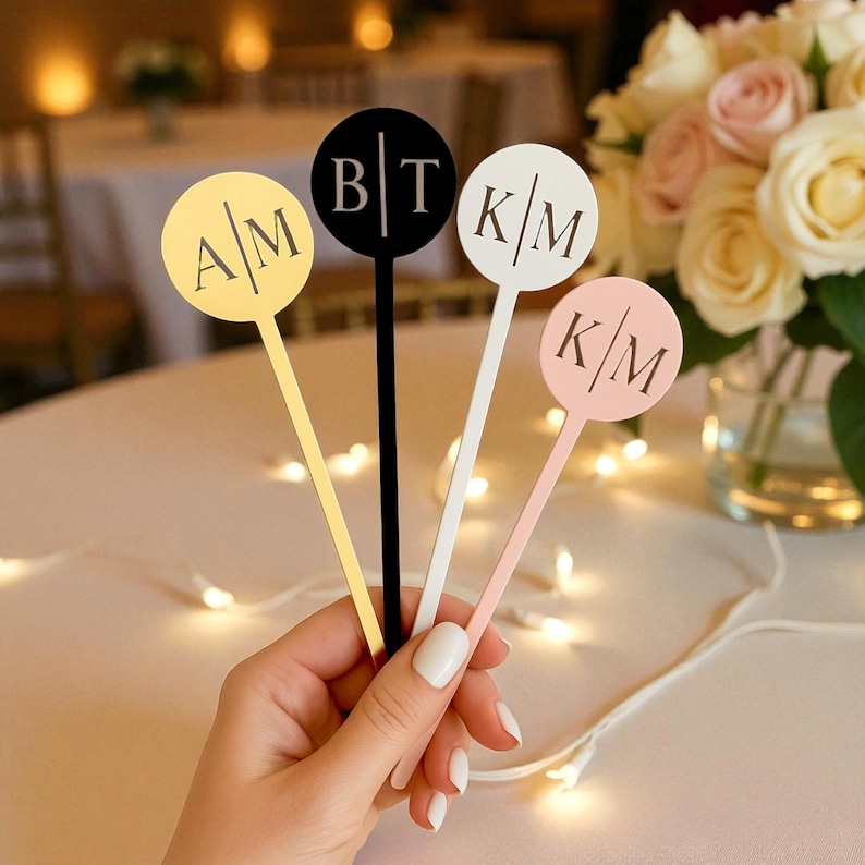 Custom Initials Drink Stirrers, Personalized Cocktail Stir Sticks for ...