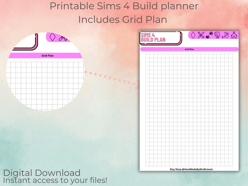 Sims 4 Build Plan Printable | House Layout & Grid Planner | Sims 4 ...