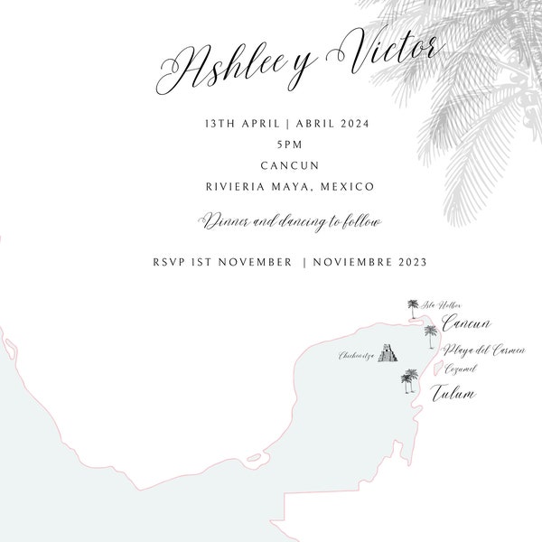 Destination Wedding Invitation Mexico - Etsy