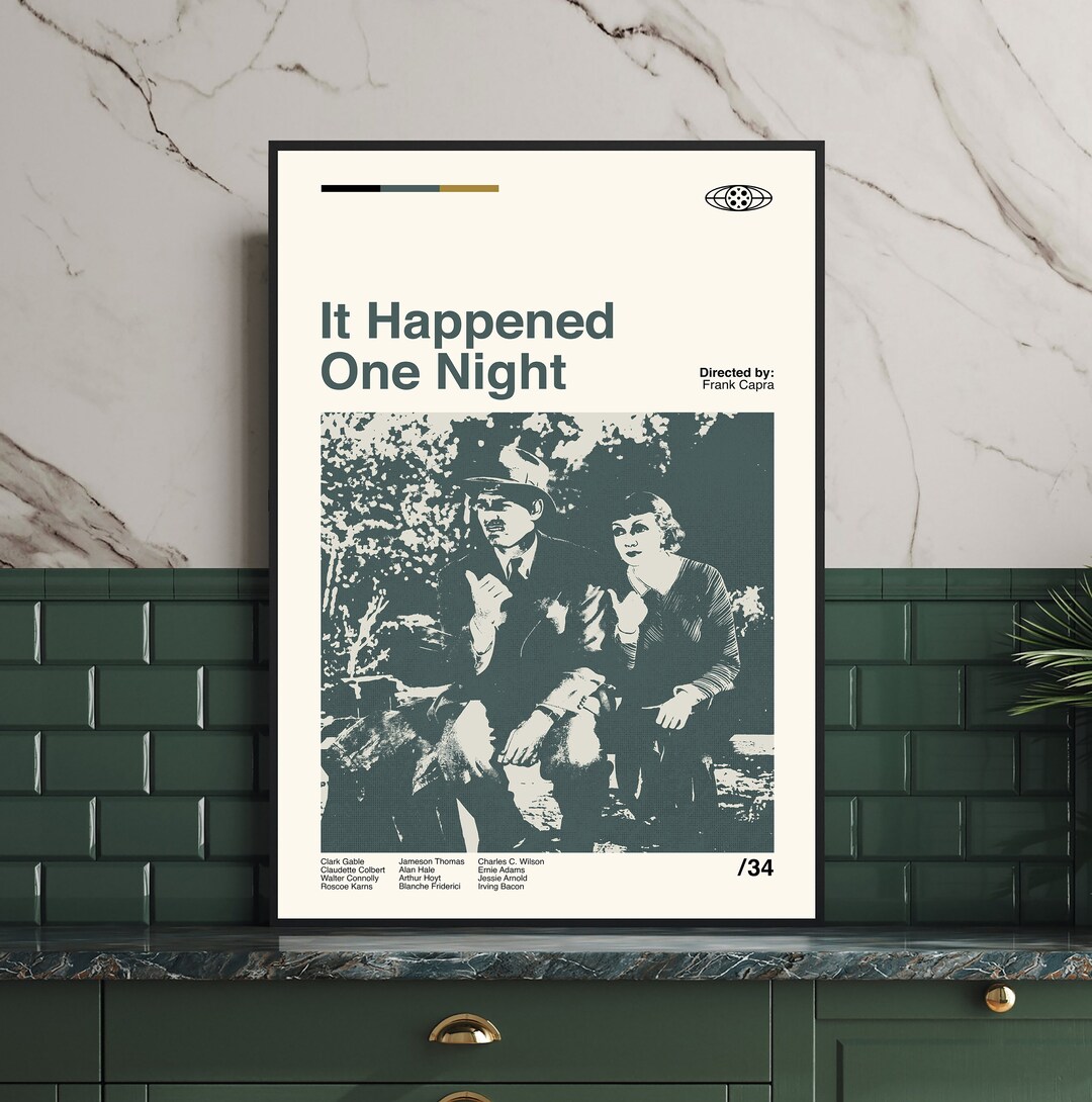 It Happened One Night Movie Poster, It Happened One Night Print, Retro ...