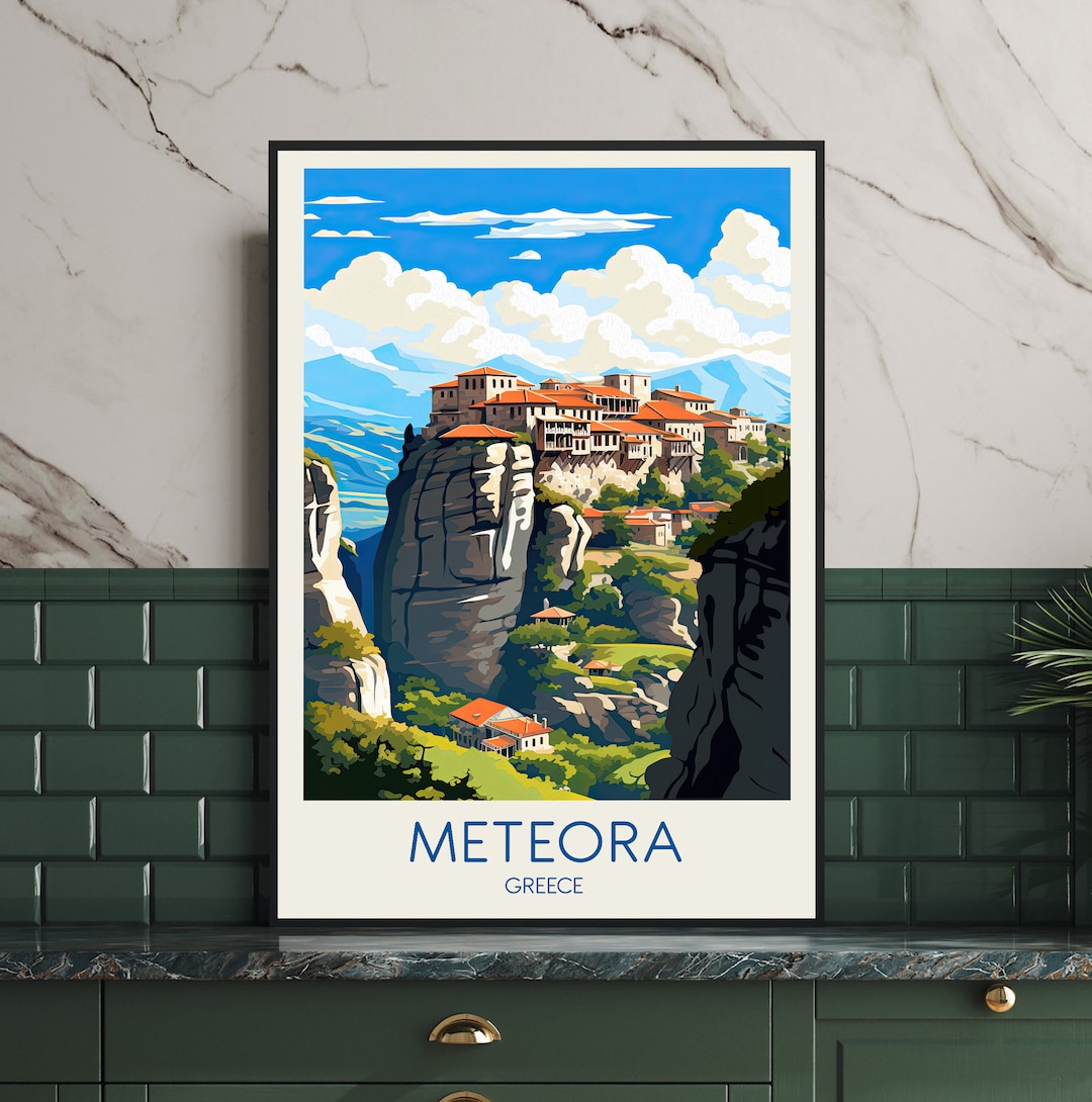 Meteora Print Meteora Travel Poster Meteora Travel Greece - Etsy
