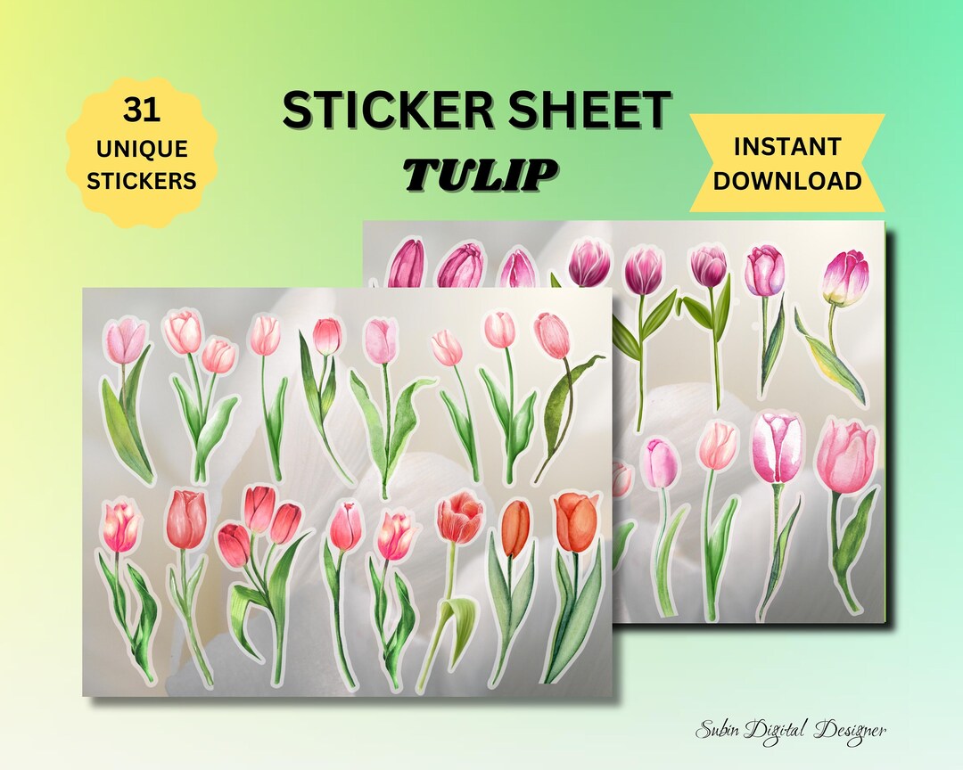 Tulip Sticker Sheet Vibrant Sticker Prints for Planners Fun - Etsy
