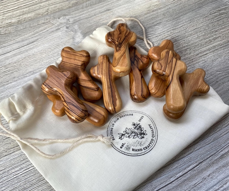 Olive Wood Comfort Cross With Individual Bag/card, Gift of ...