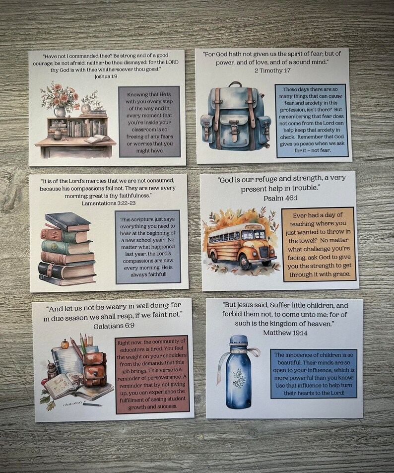 Scripture Card Set for Teachers, Teacher Gift, Sunday School Teacher ...