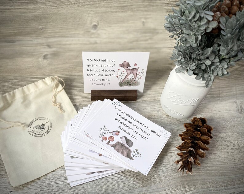 Scripture Verse Cards for Kids W/ Holder, 52 Week Scripture ...