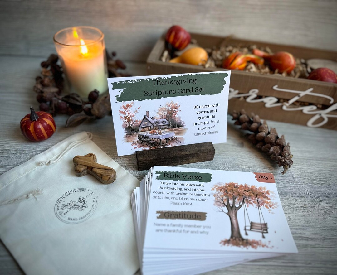 Thanksgiving Scripture Card Set, Set of 30 Thankfulness Cards ...