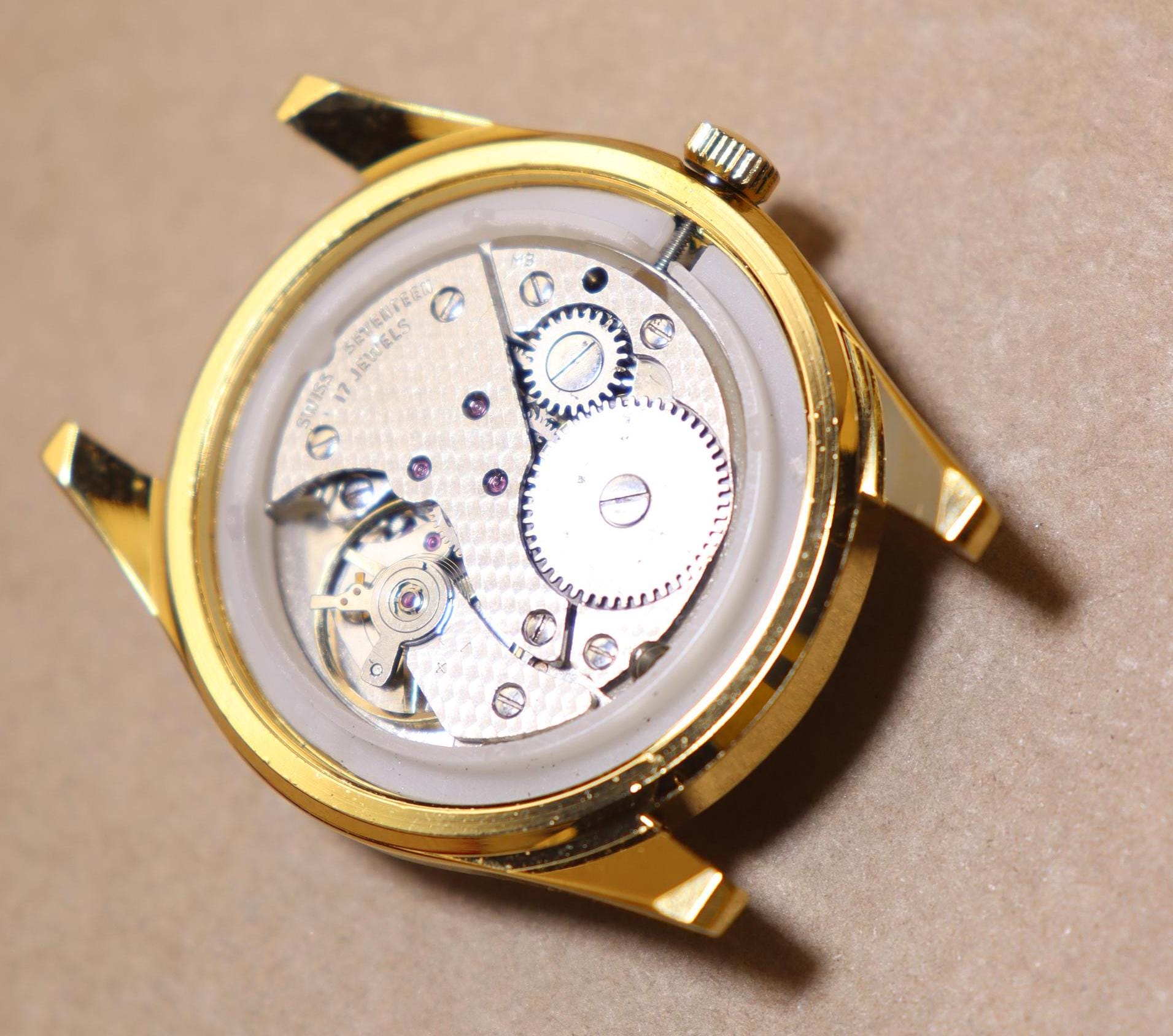 Vintage Camy Hand Winding Swiss Made Movement 17 Jewels Black Dial Men ...