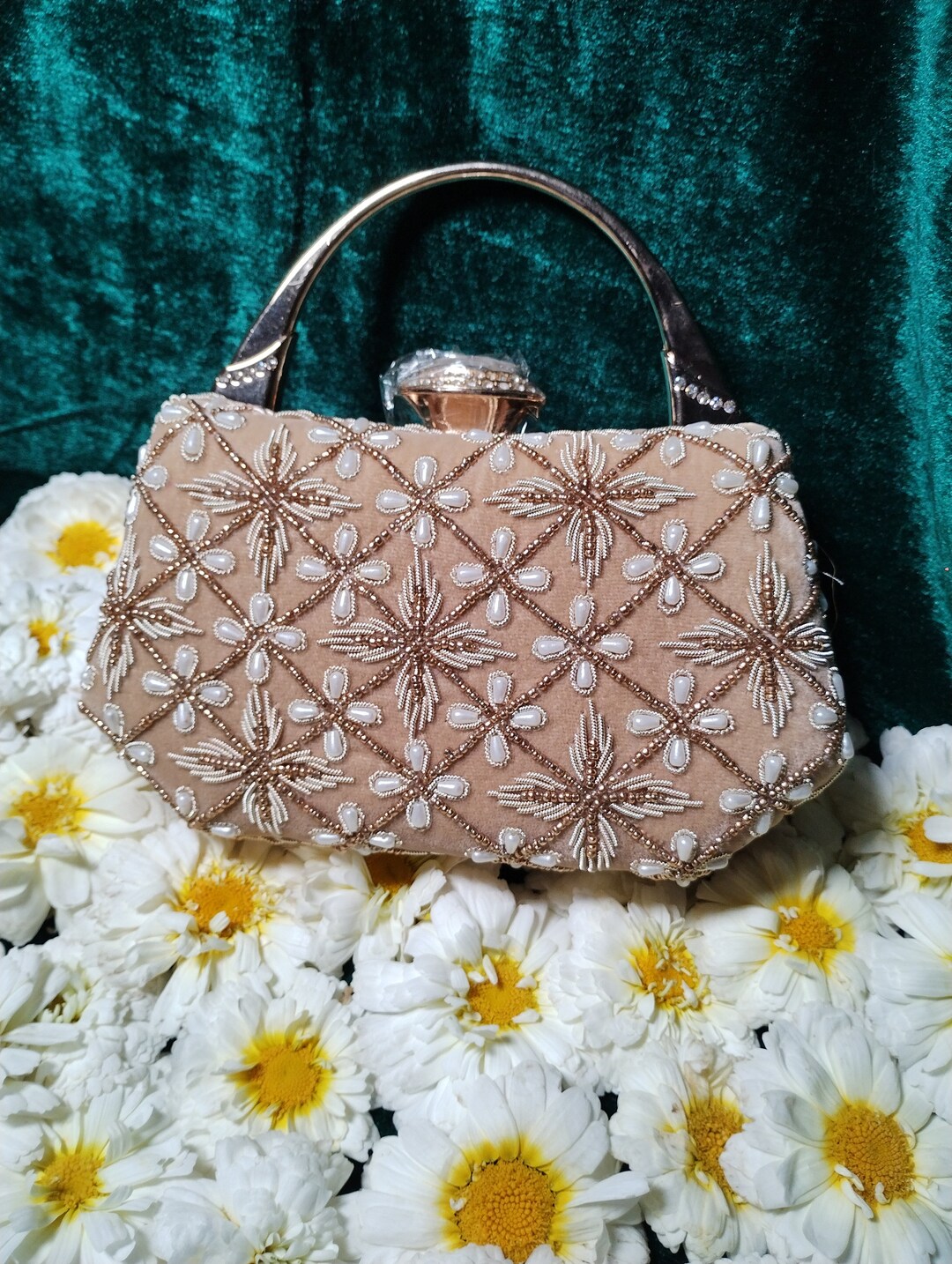 Indian Handmade Heavy Zardozi Work Flap Bag Women's Embroidered Clutch ...