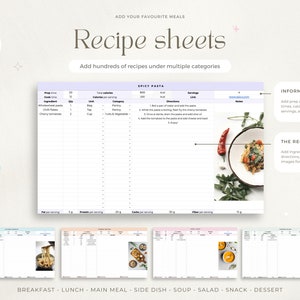 Weekly Meal Planner Google Sheets Recipe Journal Meal Planner Printable ...
