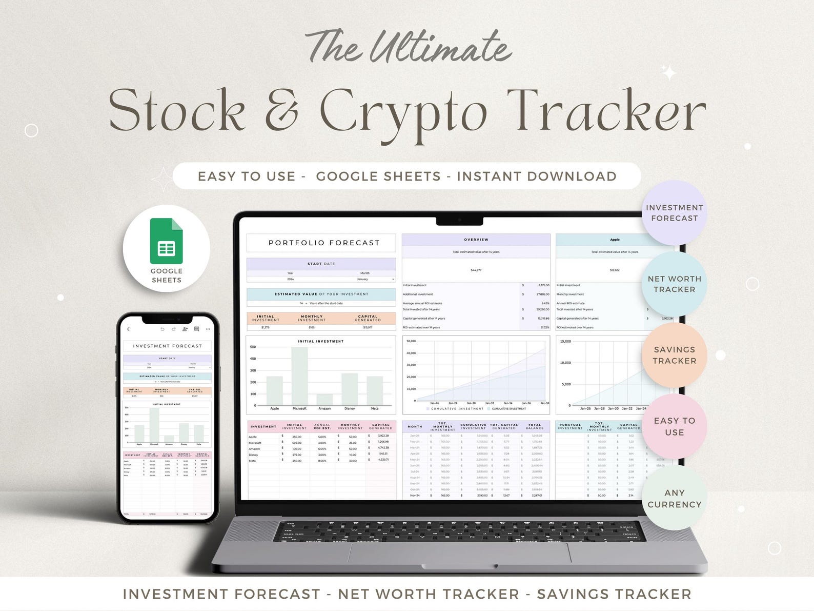Stock Portfolio Spreadsheet Trading Journal Tracker Crypto Watchlist ...
