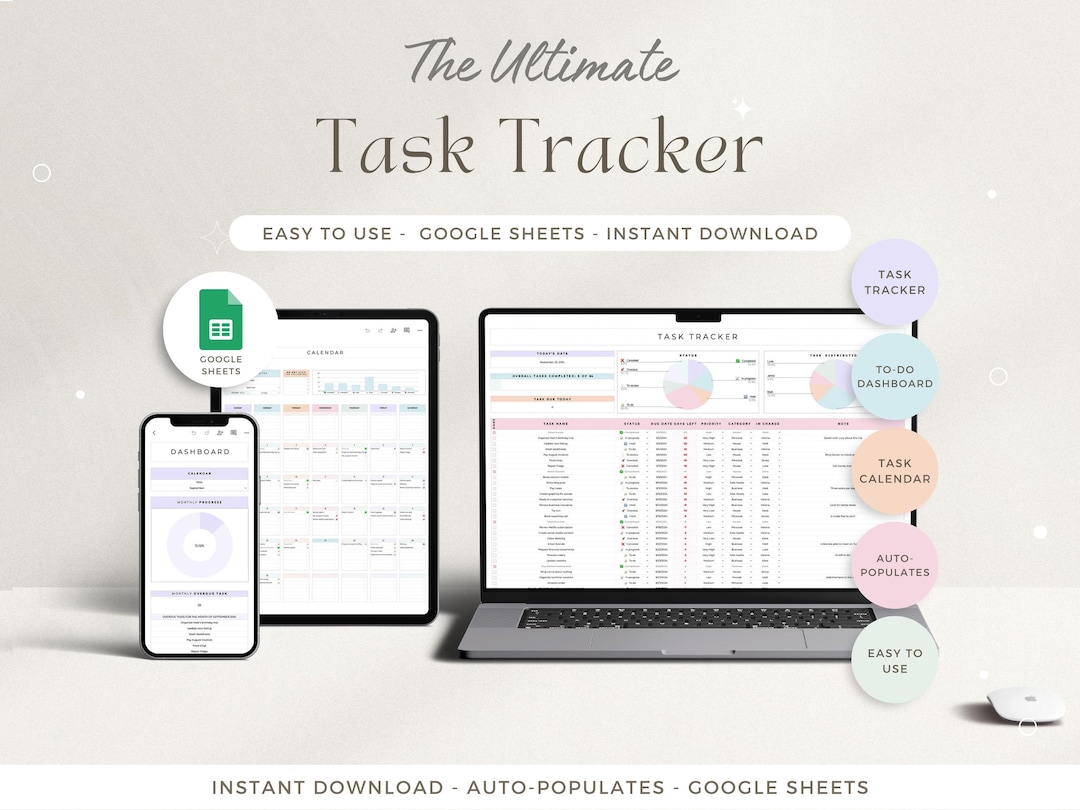 Task Tracker Google Sheets to Do List Spreadsheet Task Manager Template ...
