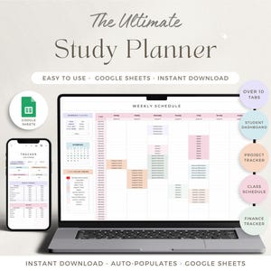 Study Planner Spreadsheet Academic Student Planner School Homework ...