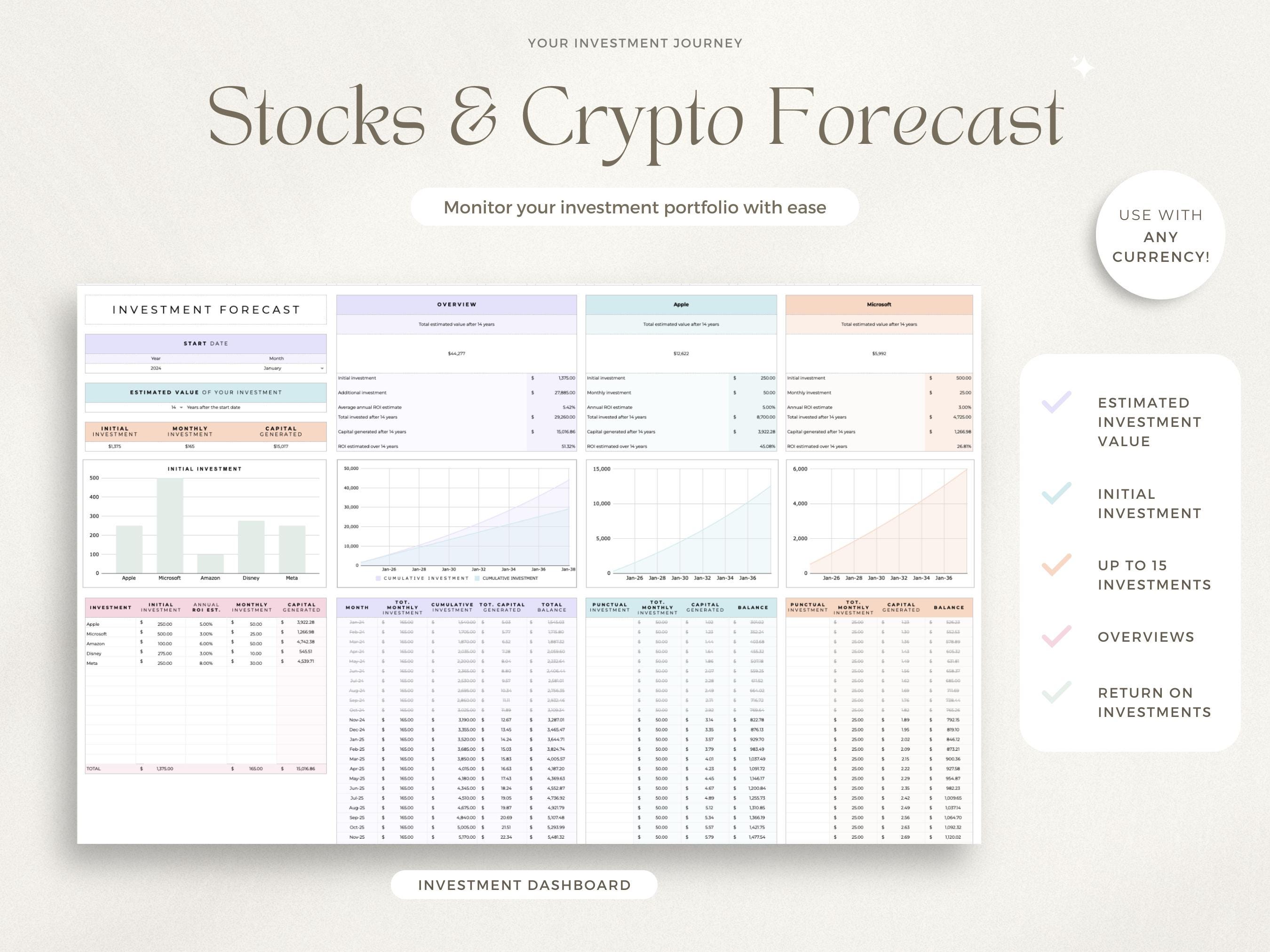 Stock Portfolio Spreadsheet Trading Journal Tracker Crypto Watchlist ...