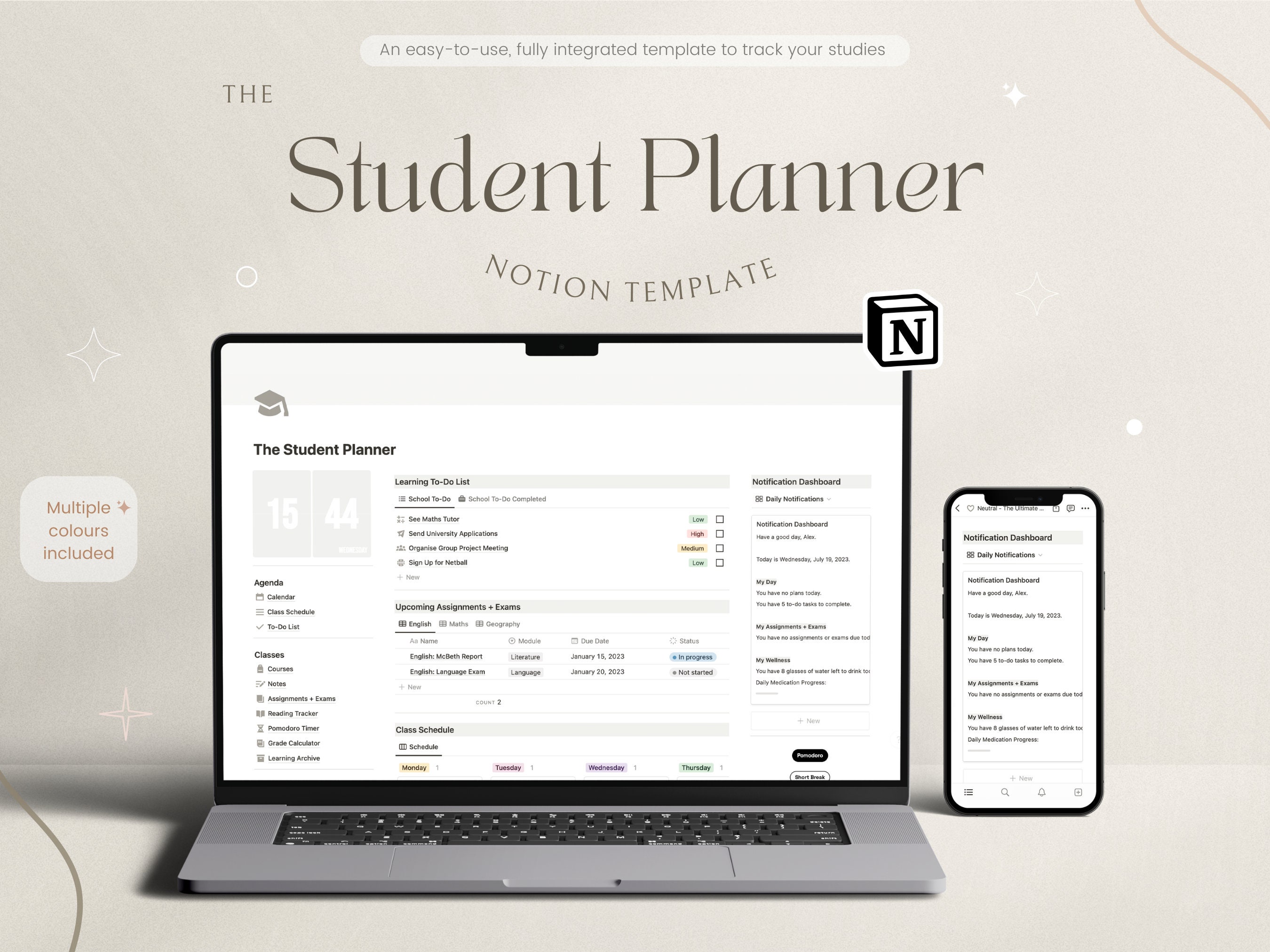 Notion Template Student Planner Academic Planner School - Etsy