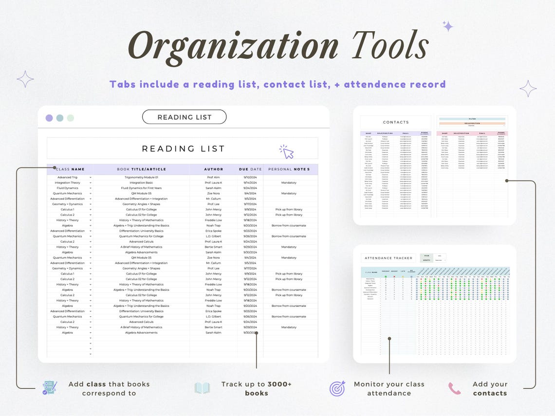 College Planner Spreadsheet Student Template University Academic Google ...