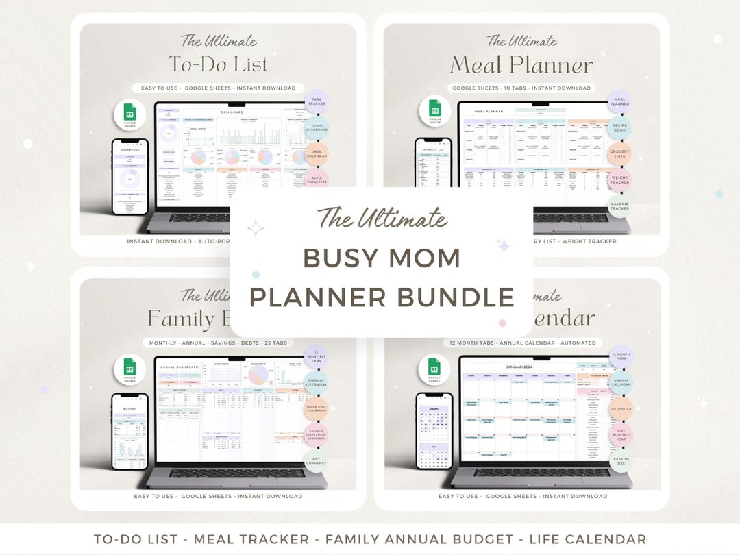 Busy Mom Planner 2025 Spreadsheet Life Planner ADHD Mom Digital Planner ...