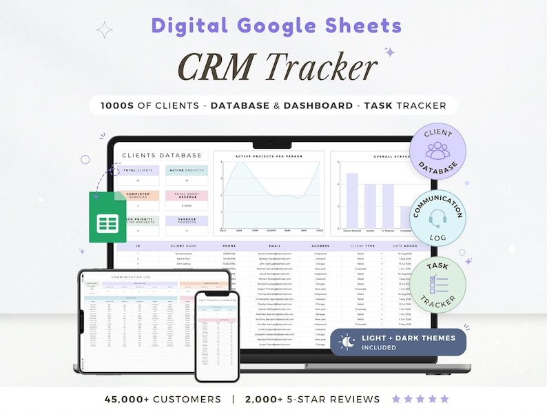 CRM Tracker Client Planner Google Sheets CRM Planner Task Spreadsheet ...