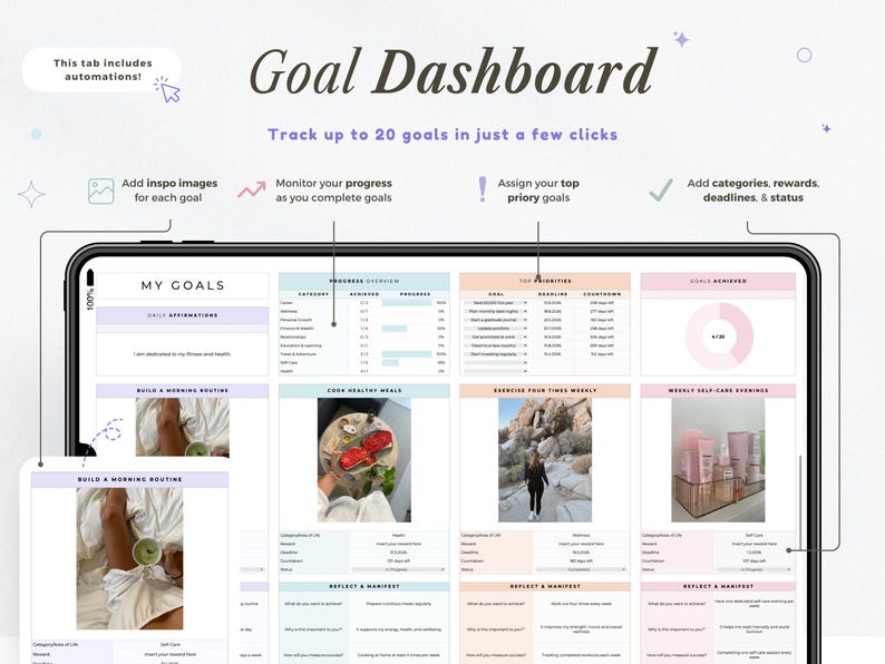 Digital Life Planner Google Sheets 2026 Calendar Template Goal Planner ...