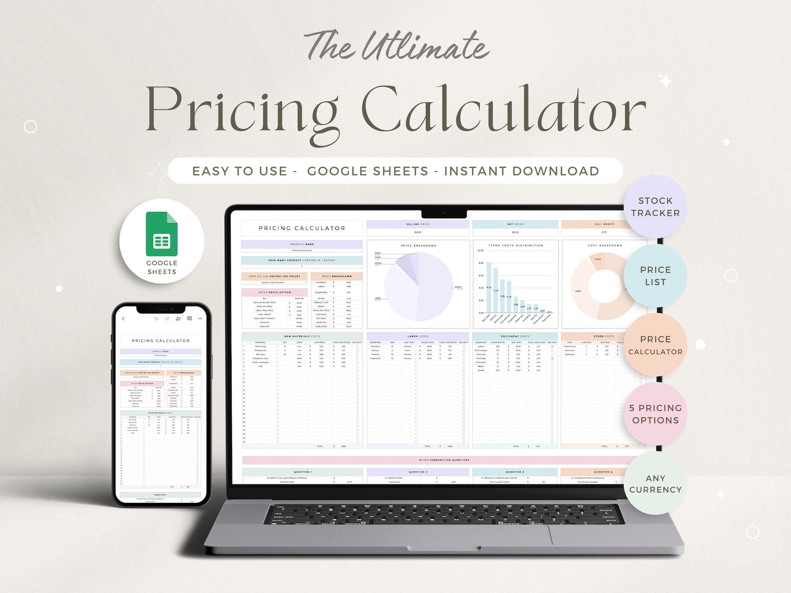Pricing Calculator Spreadsheet Small Business Google Sheets Business ...