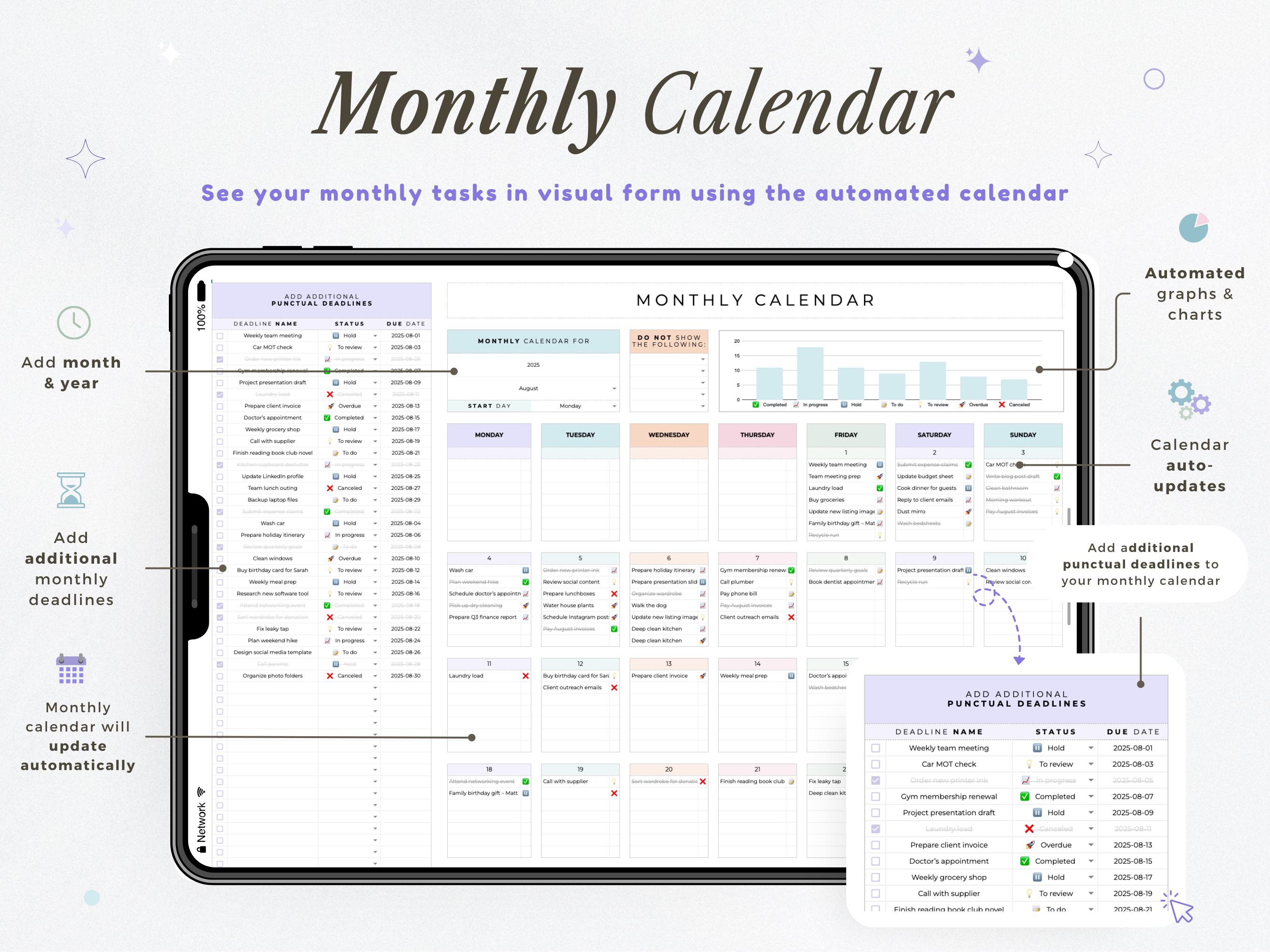 Assignment Tracker Spreadsheet Student Planner Google Sheets Calendar ...