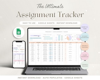 Assignment Tracker Spreadsheet Student Planner Google Sheets, Calendar ...