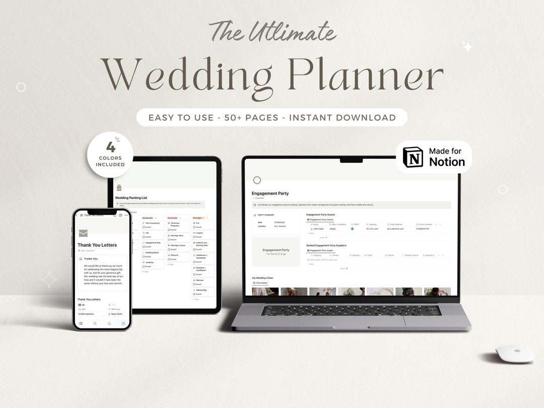 Notion Wedding Planner Notion Template Digital Wedding Planner Wedding ...
