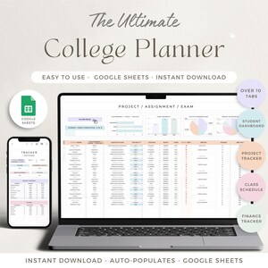 College Planner Spreadsheet Student Template University Academic Google ...