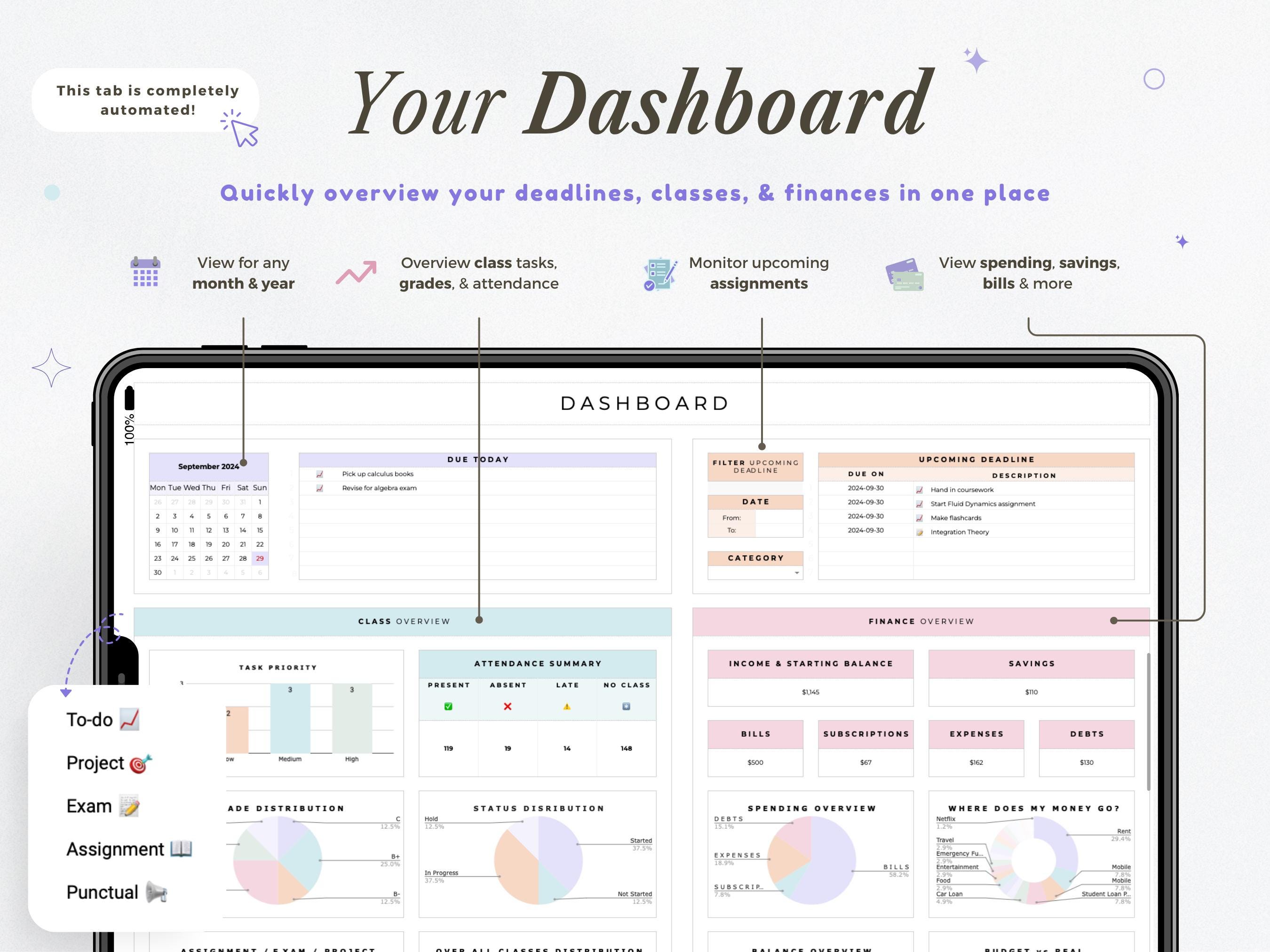 University Planner Spreadsheet Student Template Google Sheets Student ...