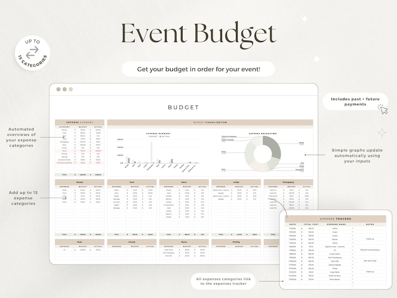Digital Event Planning Spreadsheet Google Sheets Event Organizer ...