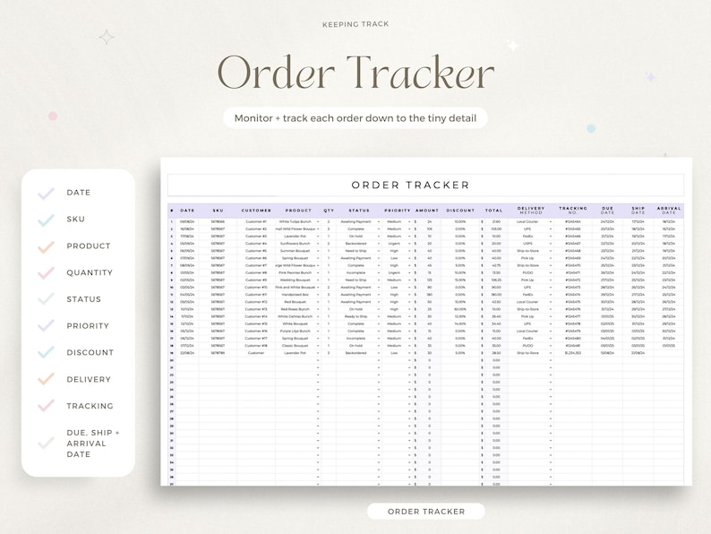 Order Tracker Spreadsheet Small Business Google Sheets Order Sales Log ...